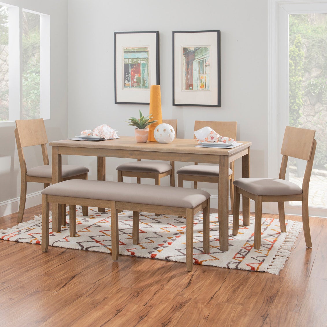 Linon Powell Dining Sets Near Me - Acacia Boho Modern Farmhouse 6 Piece ...